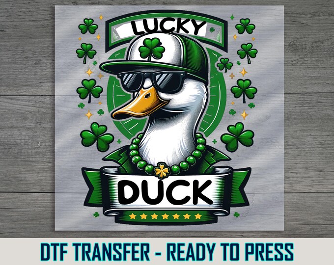 Wood Duck DTF Transfer, Quirky Duck St. Patrick's Theme, Easy ...