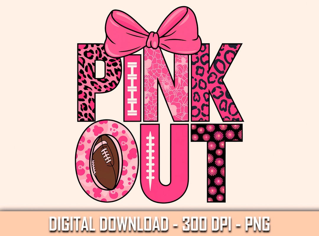 Breast Cancer Football PNG, Pink Ribbon Football Design, Pink Out Game ...
