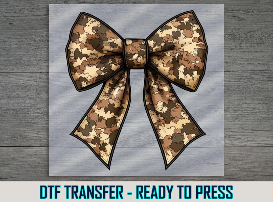 Camouflage Bow DTF Transfer, Ready to Press Military Style Design, DIY ...