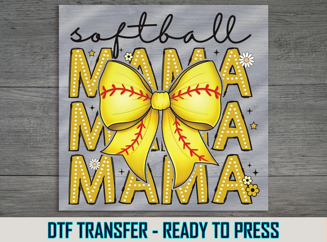 Softball Mama Bow DTF Transfer: Ready to Press - Etsy