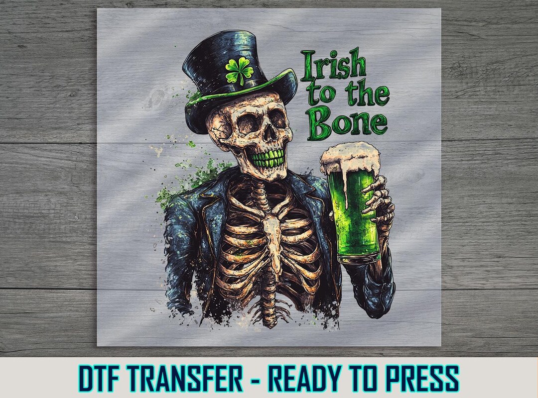 Irish Skeleton DTF Transfer: Shamrock Hat, St. Patrick's Day Print - Etsy