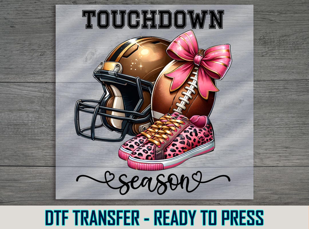 Touchdown Season Pink Leopard Football DTF Transfer, Ready to Press ...