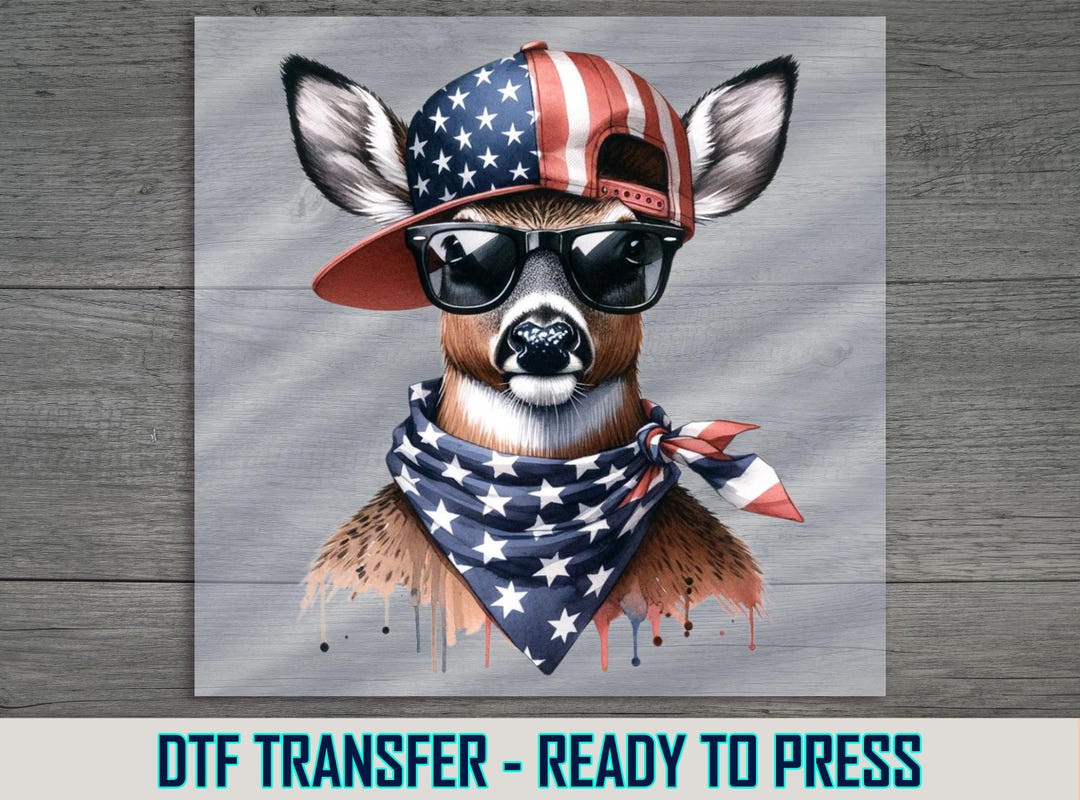 American Flag Deer DTF Transfer, Ready to Press Patriotic Design, Fun ...