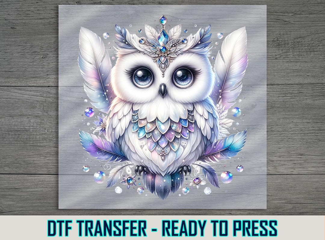 Jeweled Owl DTF Transfer: Fantasy Winter Apparel Print - Etsy