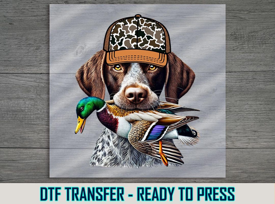 Hunting Dog DTF Transfer: Duck Camo Hat Design, Ready to Press - Etsy