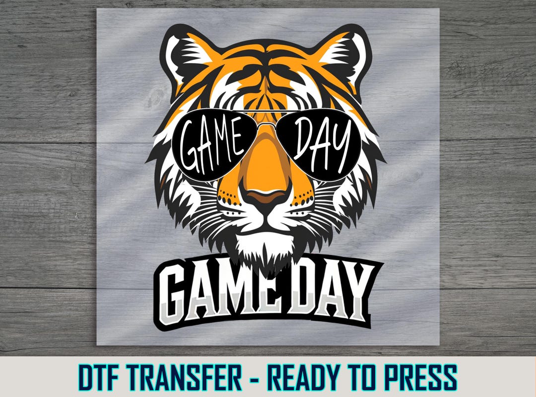 Game Day Tiger Sunglasses DTF Transfer, Ready to Press, Fierce Tiger ...