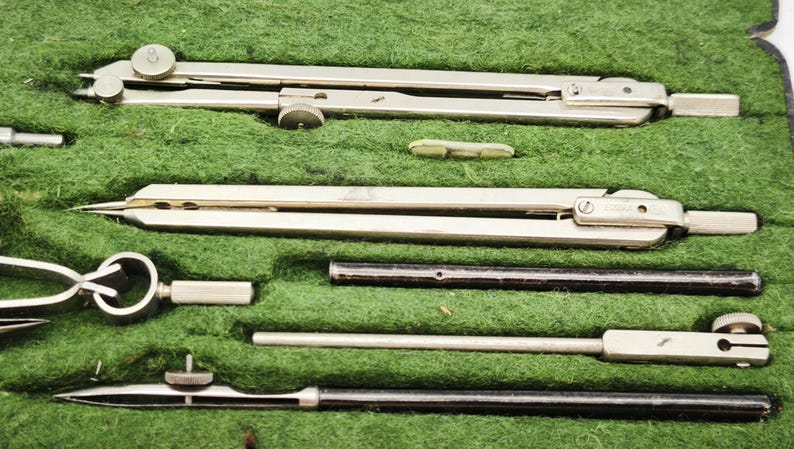 Vintage Ecobra Technical Drawing Instruments, Mechanical Drafting Set ...