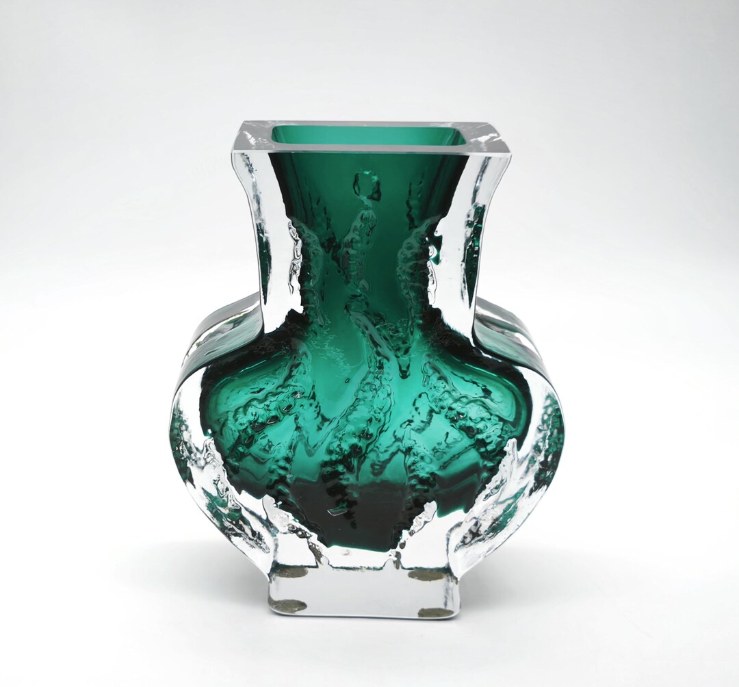 Vintage Ingrid Glass Vase by Kurt Wokan, Decorative Emerald Green ...