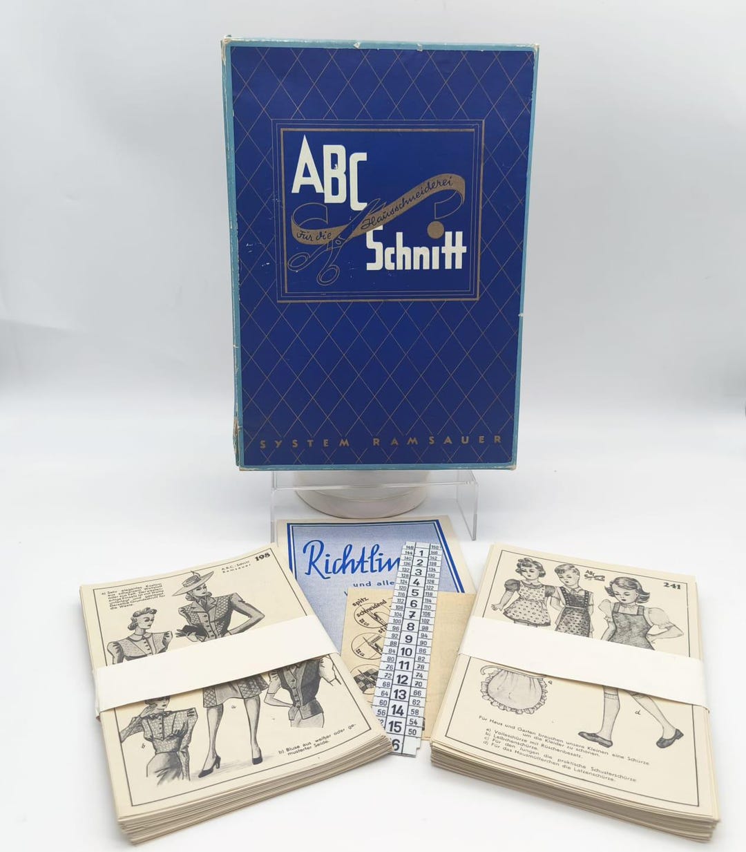 Vintage German Sewing Pattern Kit, ABC Schnitt System Ramsauer, 1940s ...