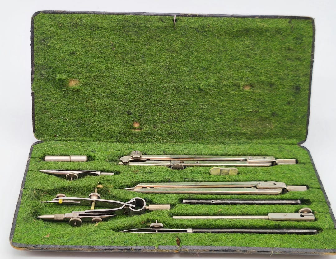 Vintage Ecobra Technical Drawing Instruments, Mechanical Drafting Set ...