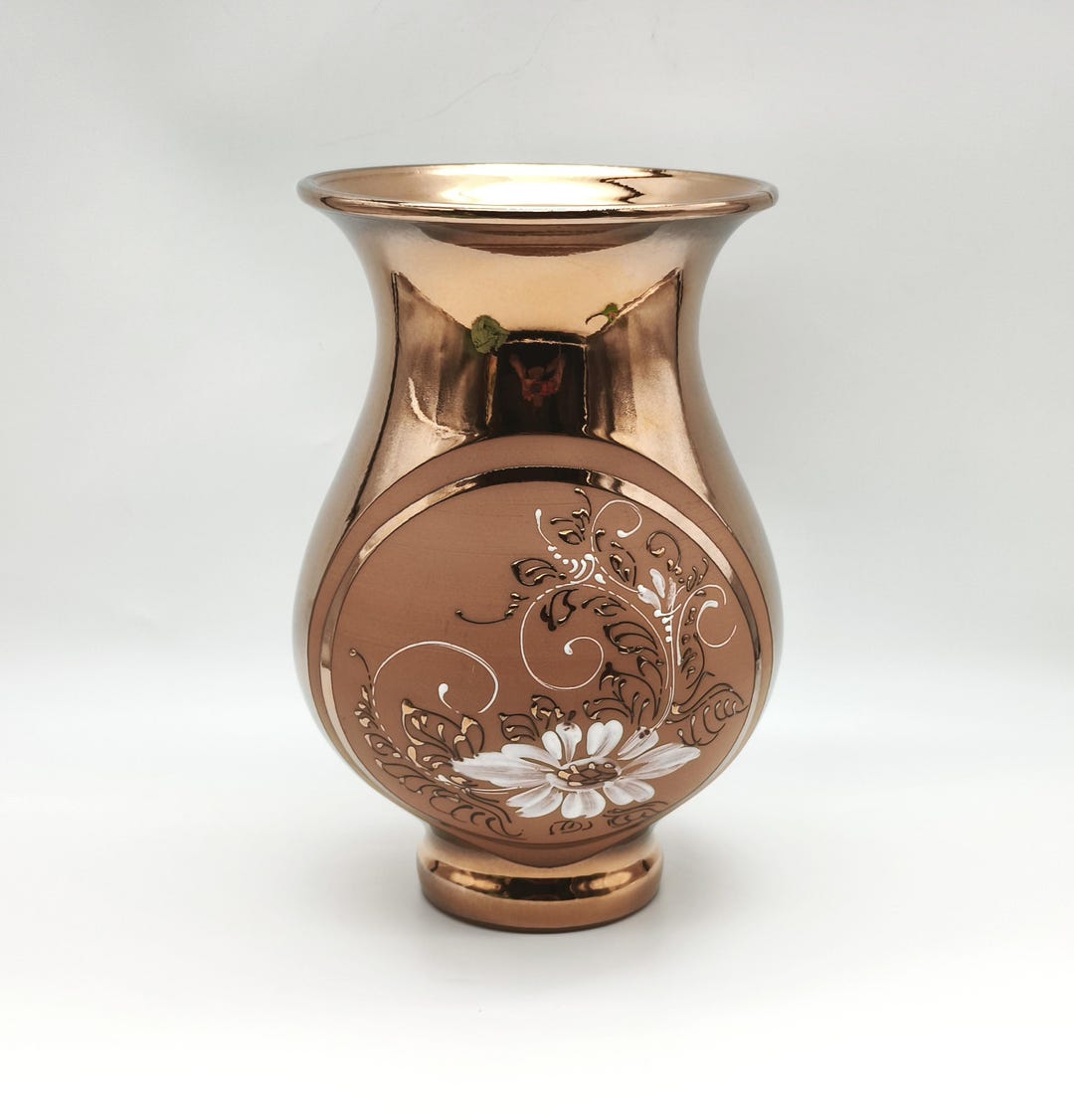 Vintage Mallorca Pottery Vase, Spanish Copper Lustre Glaze, Hand-made ...