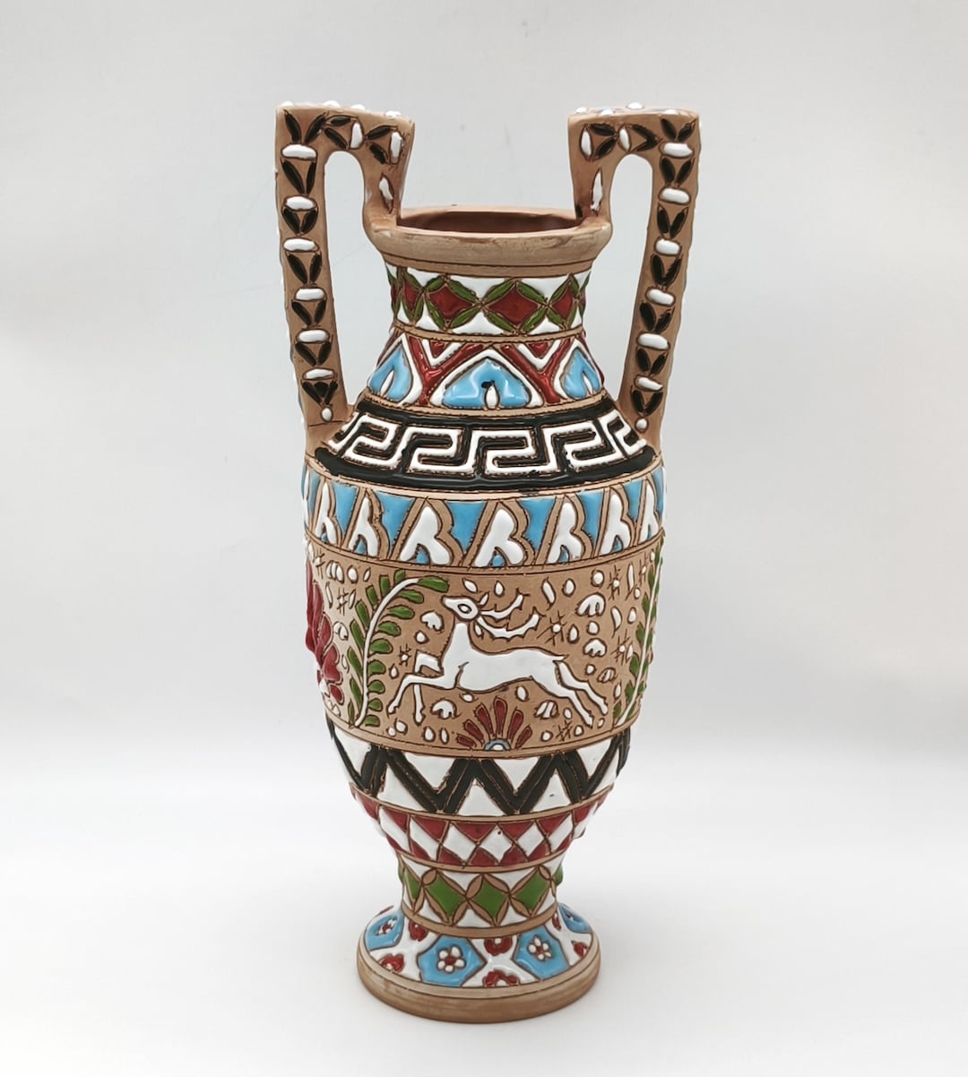 Vintage Greek Vase by Apollon Rodos, Hand-made Ceramic Pottery, Greek ...