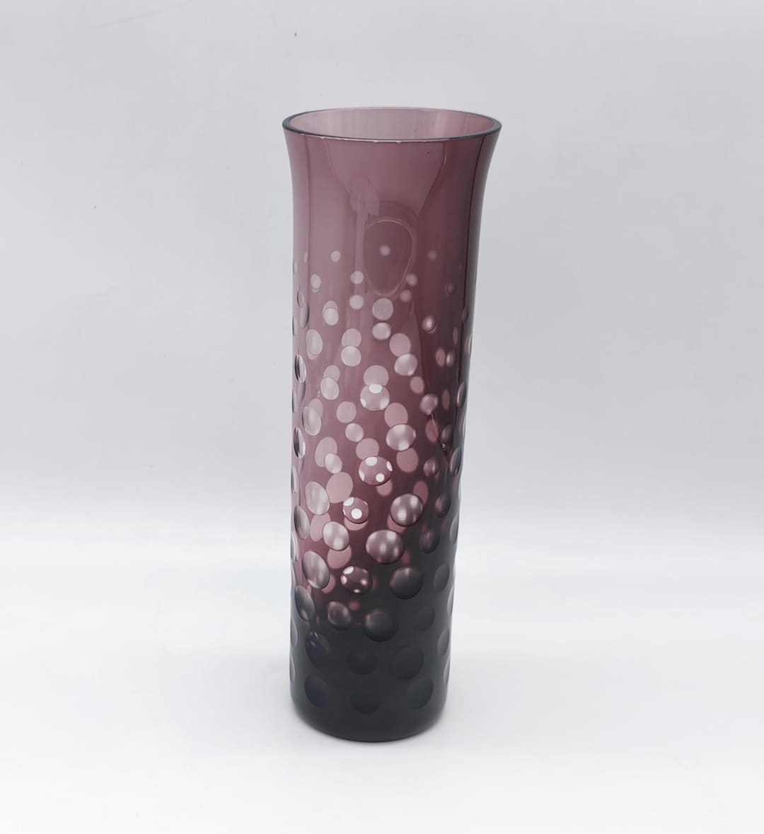 Vintage Marita Vogt Purple Crystal Vase, VEB Harzkristall Op Art Glass ...
