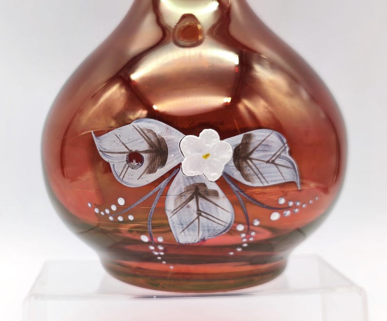 Antique Art Nouveau Liqueur Set, Bohemian Iridescent Ruby Glass ...