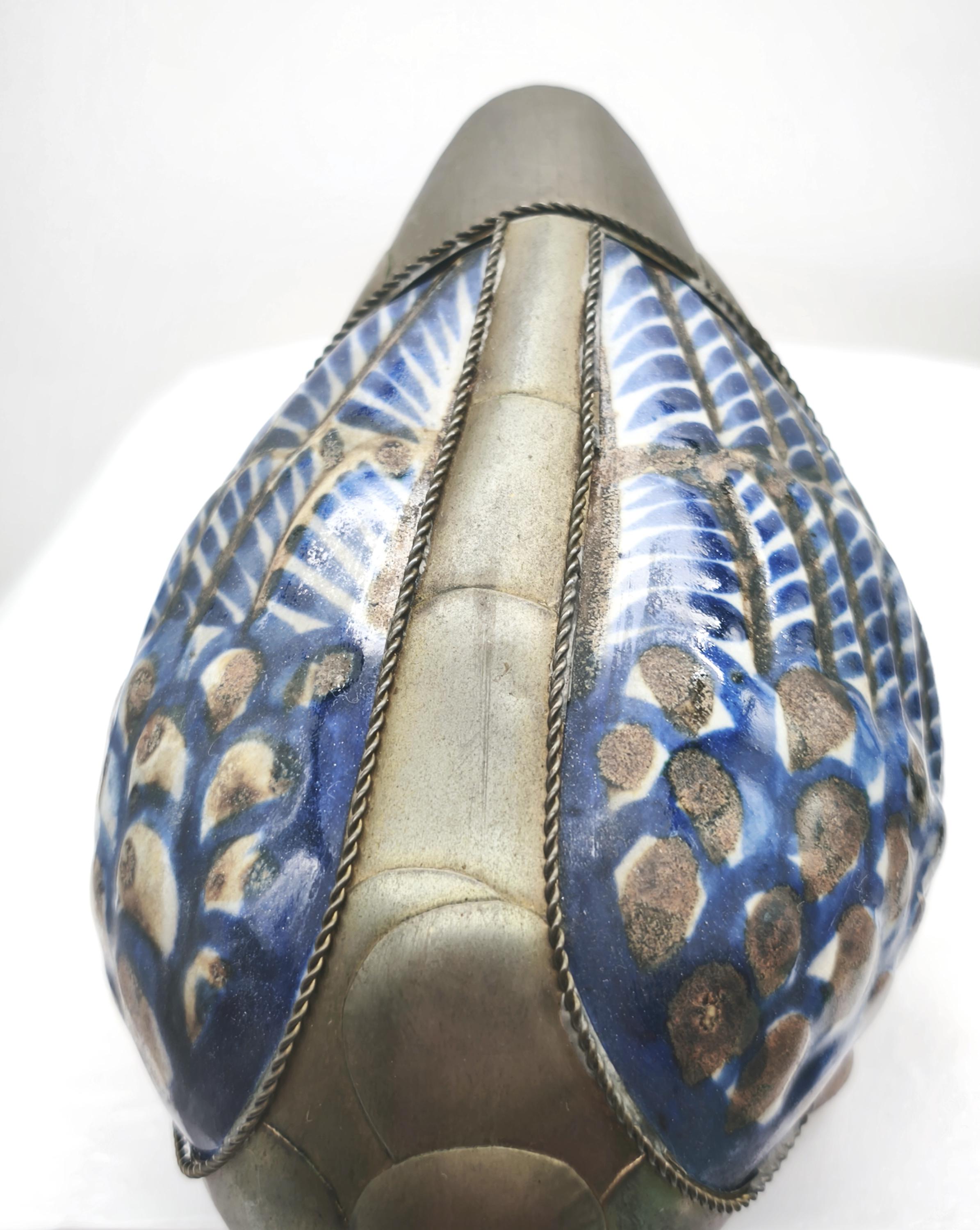Vintage Sergio Bustamante Style Duck Sculpture, Large Brass and Ceramic ...