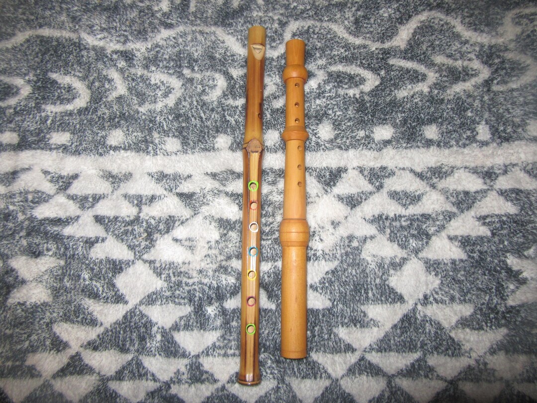 2 Vintage Wooded Recorder Flute Style - Etsy