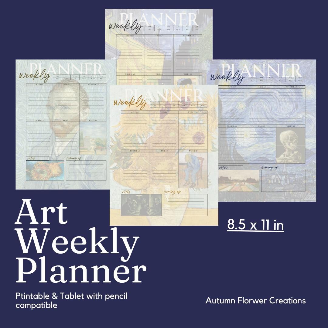 4 Pack Weekly Planner . Vincent Van Gogh Theme printable - Etsy