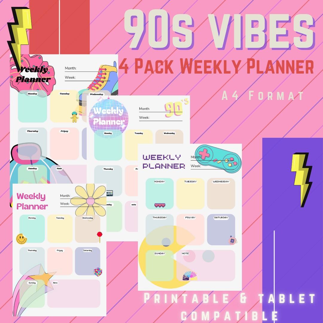 Weekly Planner Fancy 90s Theme 90s-themed Weekly Planner printable and ...