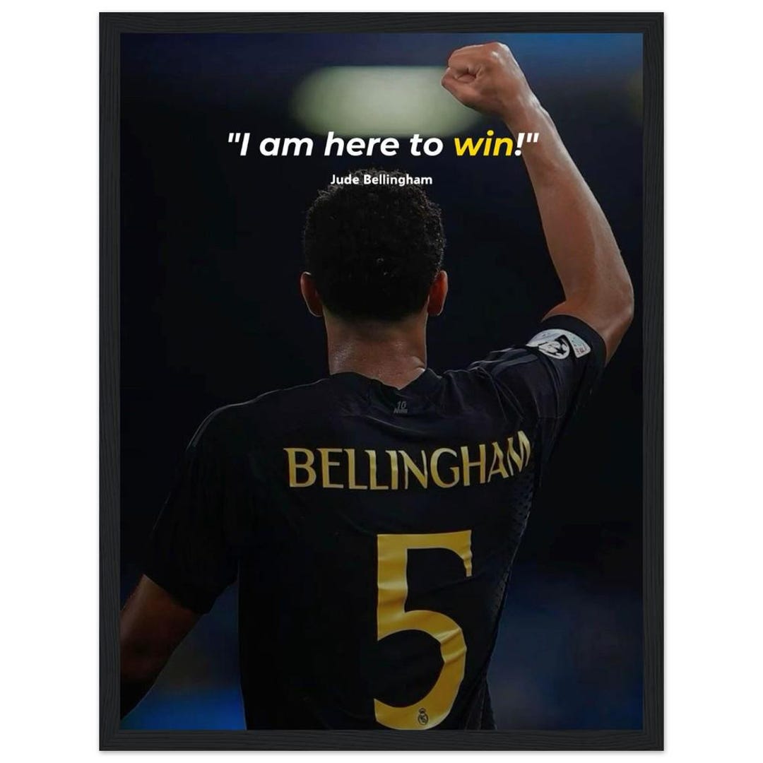 Jude Bellingham Poster With Quote Surrounded by Wooden Frame 30 X 40 Cm ...