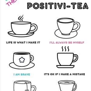 Art Therapy Colouring Sheet: Cup of Positivi-tea (PDF Printable) - Etsy