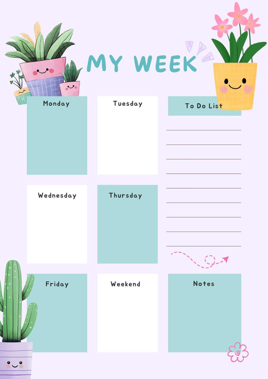 Weekly Planner Printable | Cute Planner Teens | Weekly Schedule ...