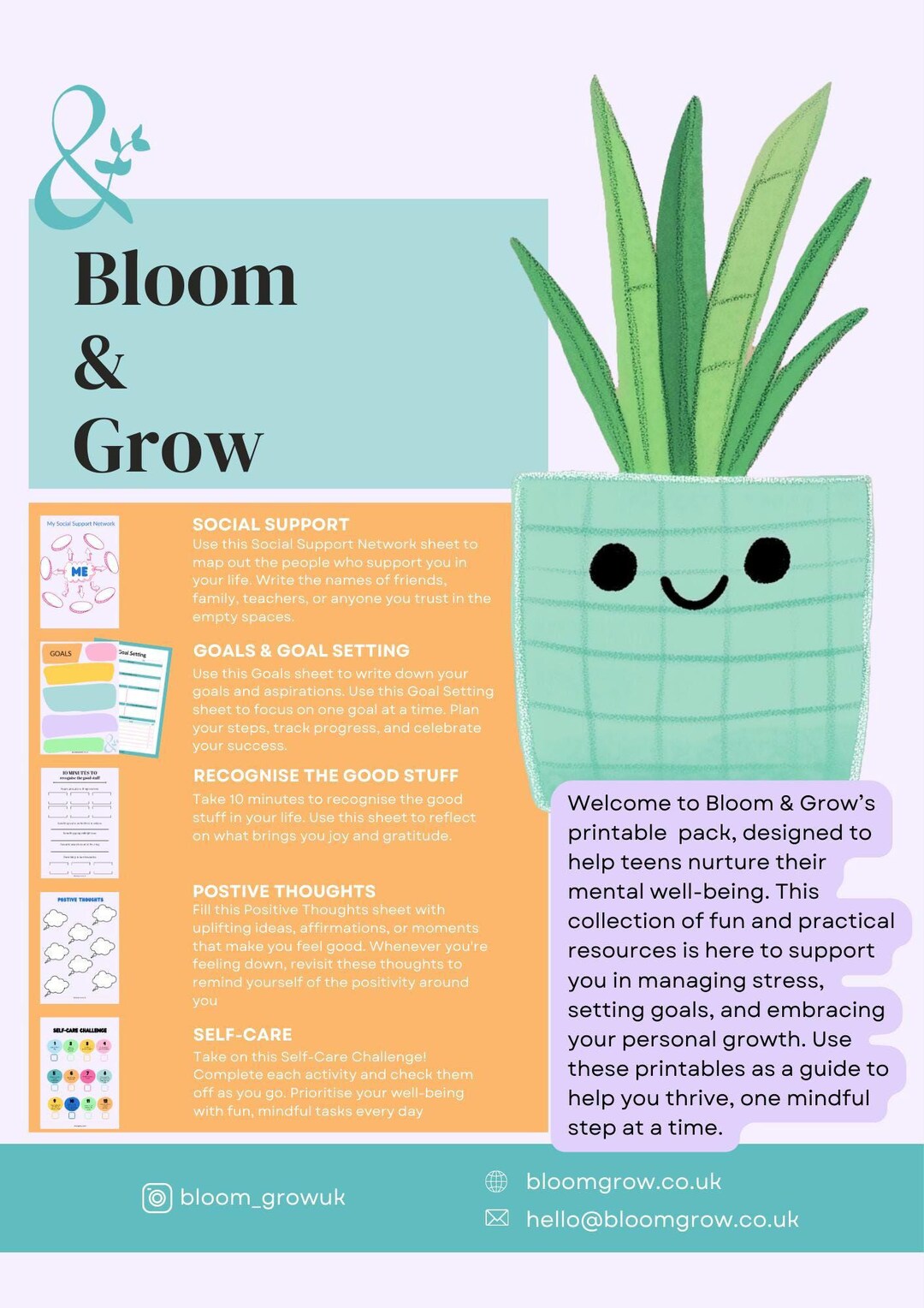 Teen Self-care Printables: Goal Setting, Mental Health (PDF Download ...