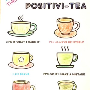 Art Therapy Colouring Sheet: Cup of Positivi-tea (PDF Printable) - Etsy