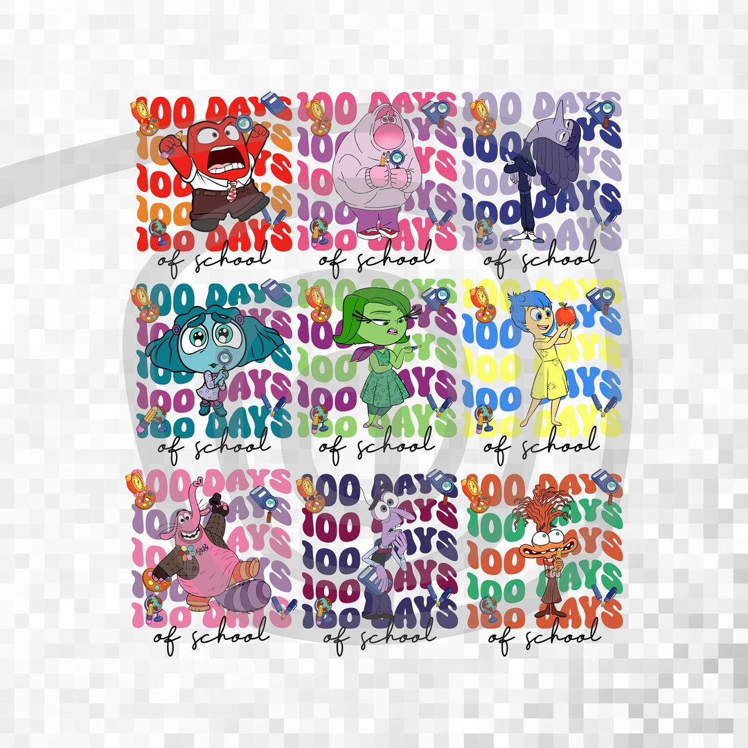 Happy 100 Days of School Cartoon Bundle Png, 100 Days of School Png ...