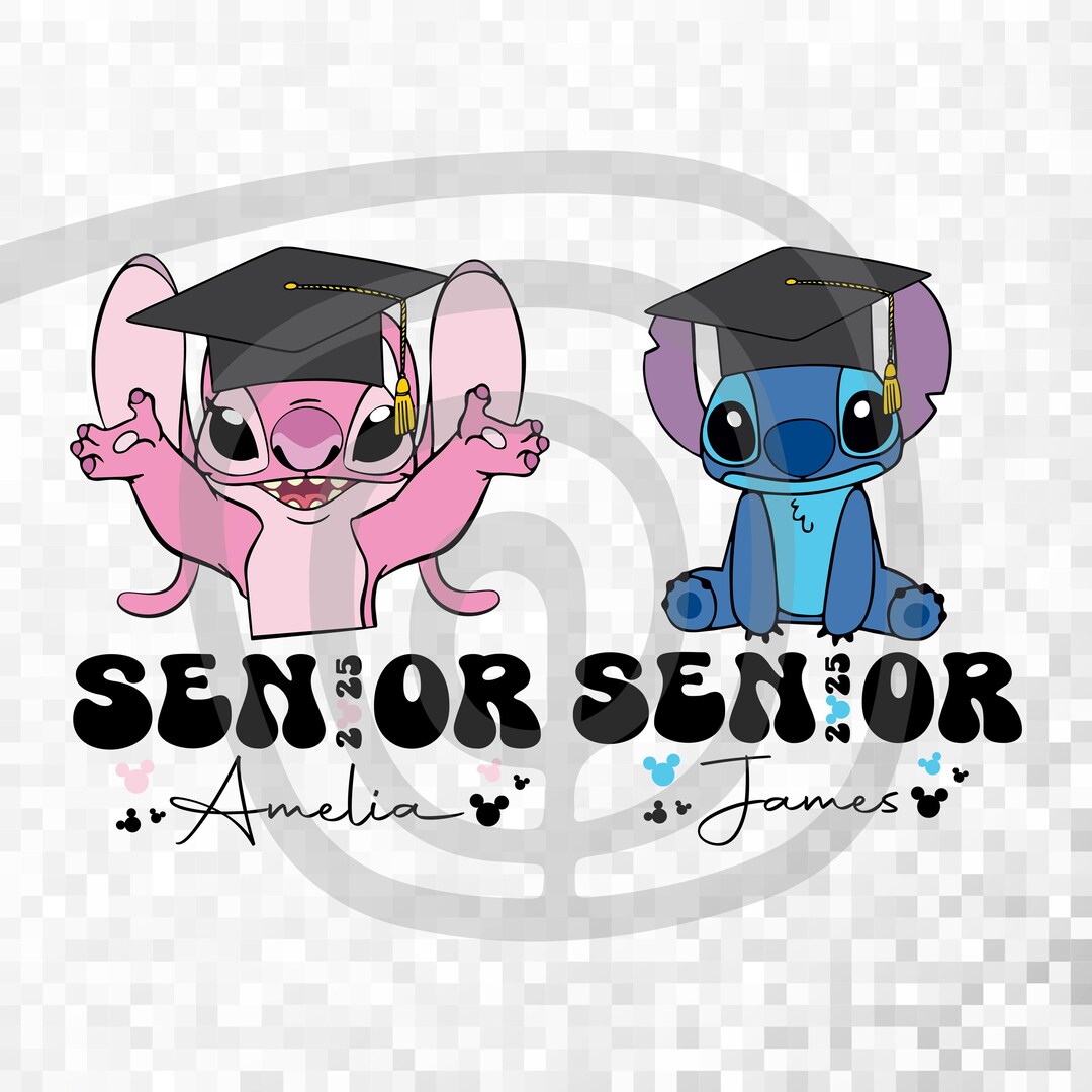 Custom Stitch Angel Senior 2025 Png, Graduation Stitch and Angel ...