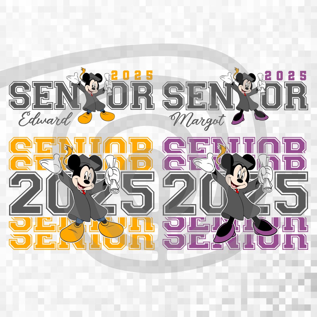 Custom Name Minnie Mickey Senior 2025 Png, Graduation 2025 Png, School ...