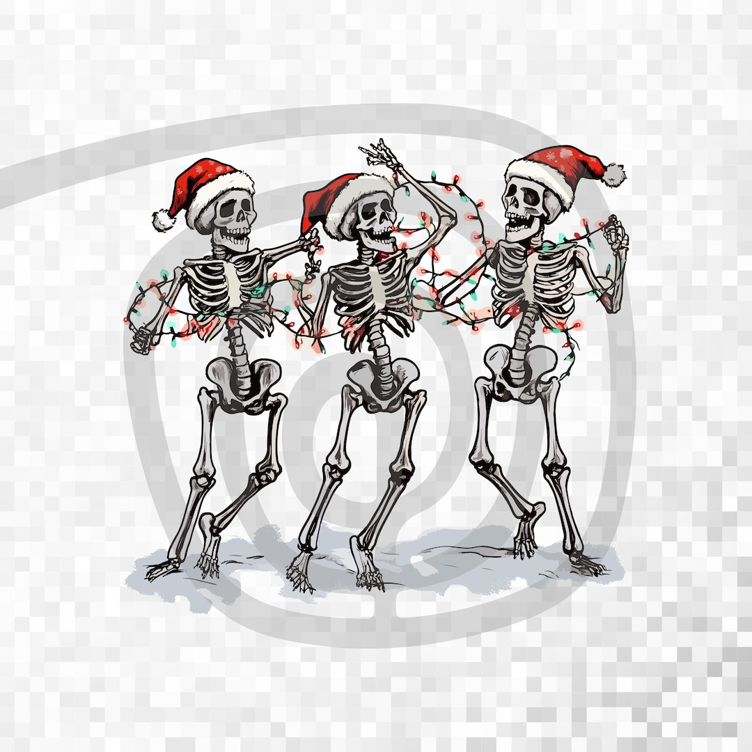 Christmas Skeleton Png, Dancing Skeletons Png, Funny Santa Skeleton ...