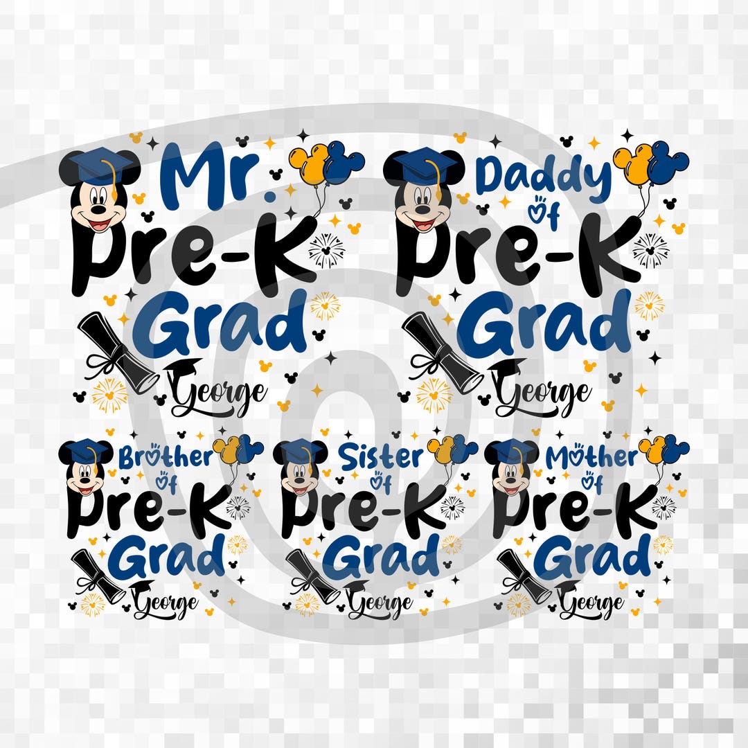 Custom Mickey & Minnie Pre-k Grad 2025 Png Bundle, Mickey Graduate ...