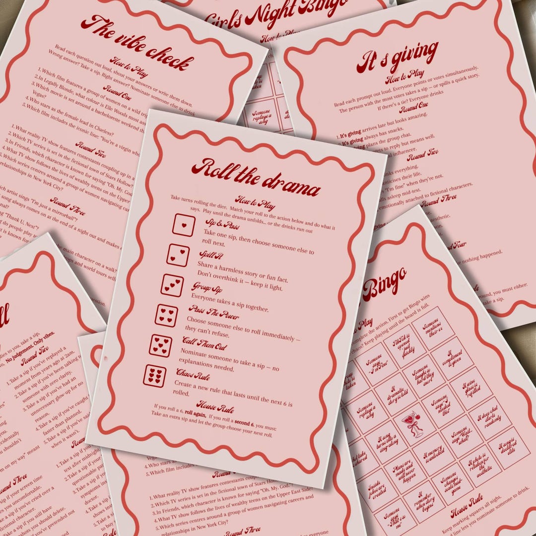 Retro Galentine's Games | Girls Night Ice Breakers (printable Set) - Etsy