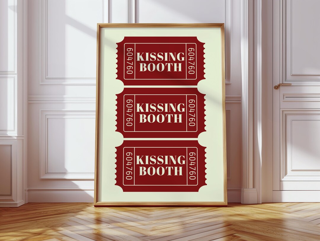 Kissing Booth Ticket Wall Art Print Retro Ticket Design for Home Decor ...
