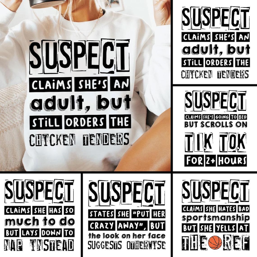 5 Suspect Claims Trendy Svg Png Bundle, Going to Bed, Funny Svg ...