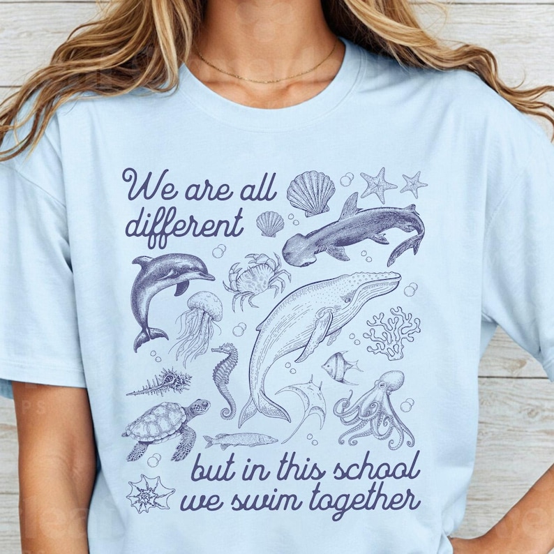 We Are All Different Swim Together Png, Teacher T-shirt Back to School ...