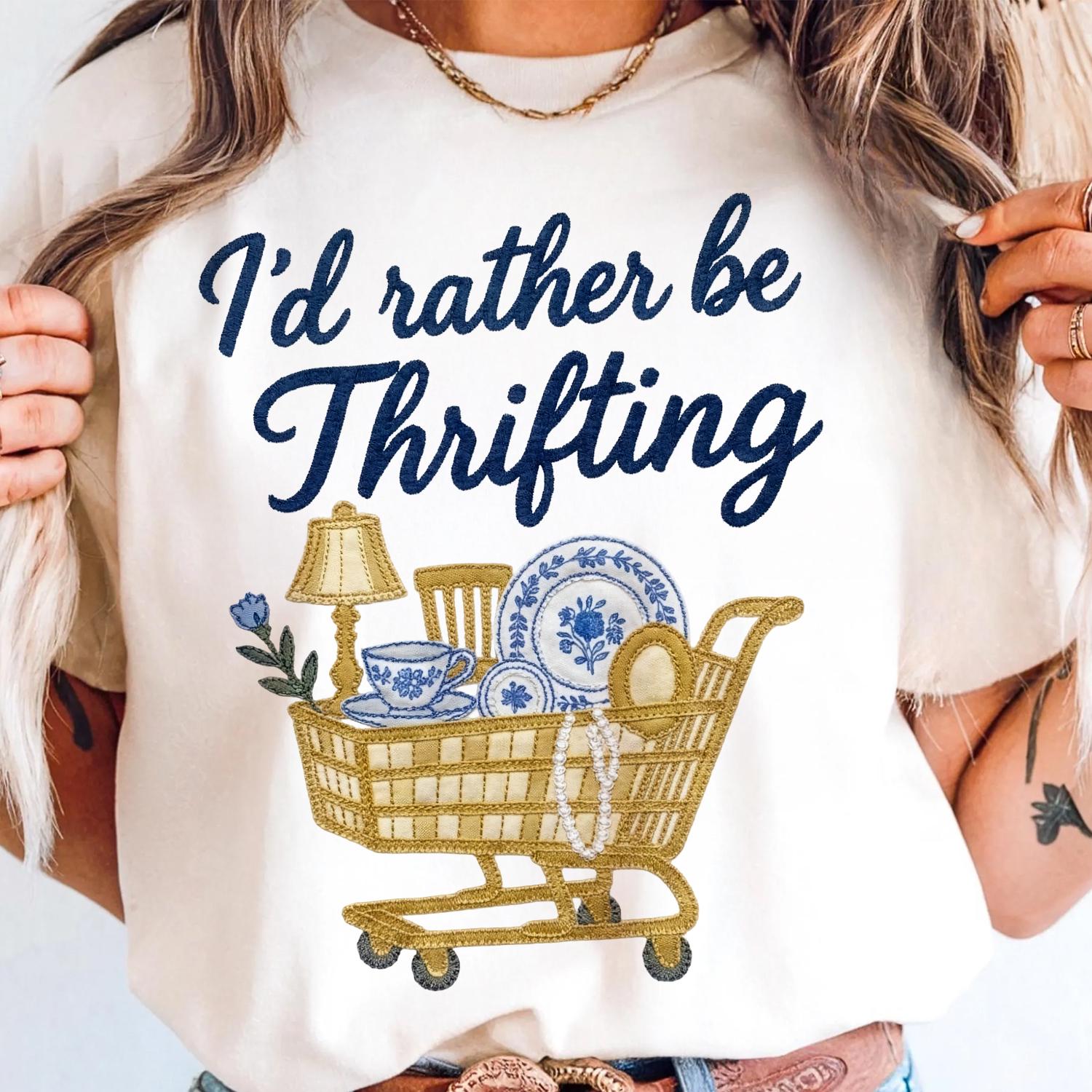 Patchwork I’d Rather Be Thrifting PNG, Thrift Lover Shirt Design ...