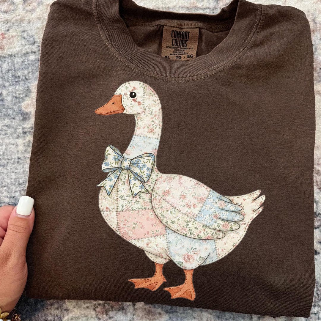 Vintage Thrifted Goose Png, Grandma Core Shirt Design, Patchwork Goose ...