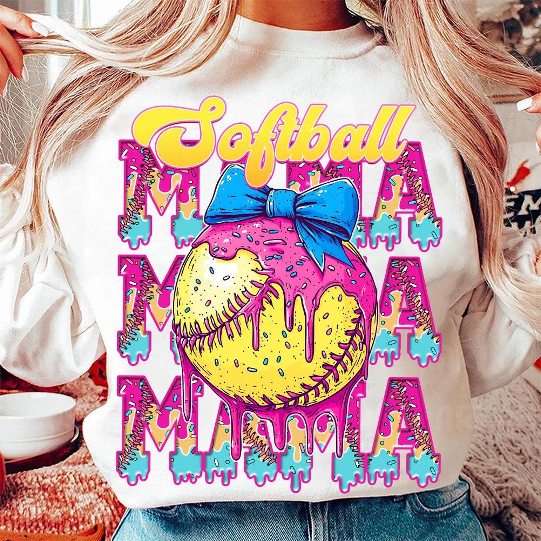 Preppy Brushstroke Softball Mama Drip Png, Game Day PNG, Preppy ...