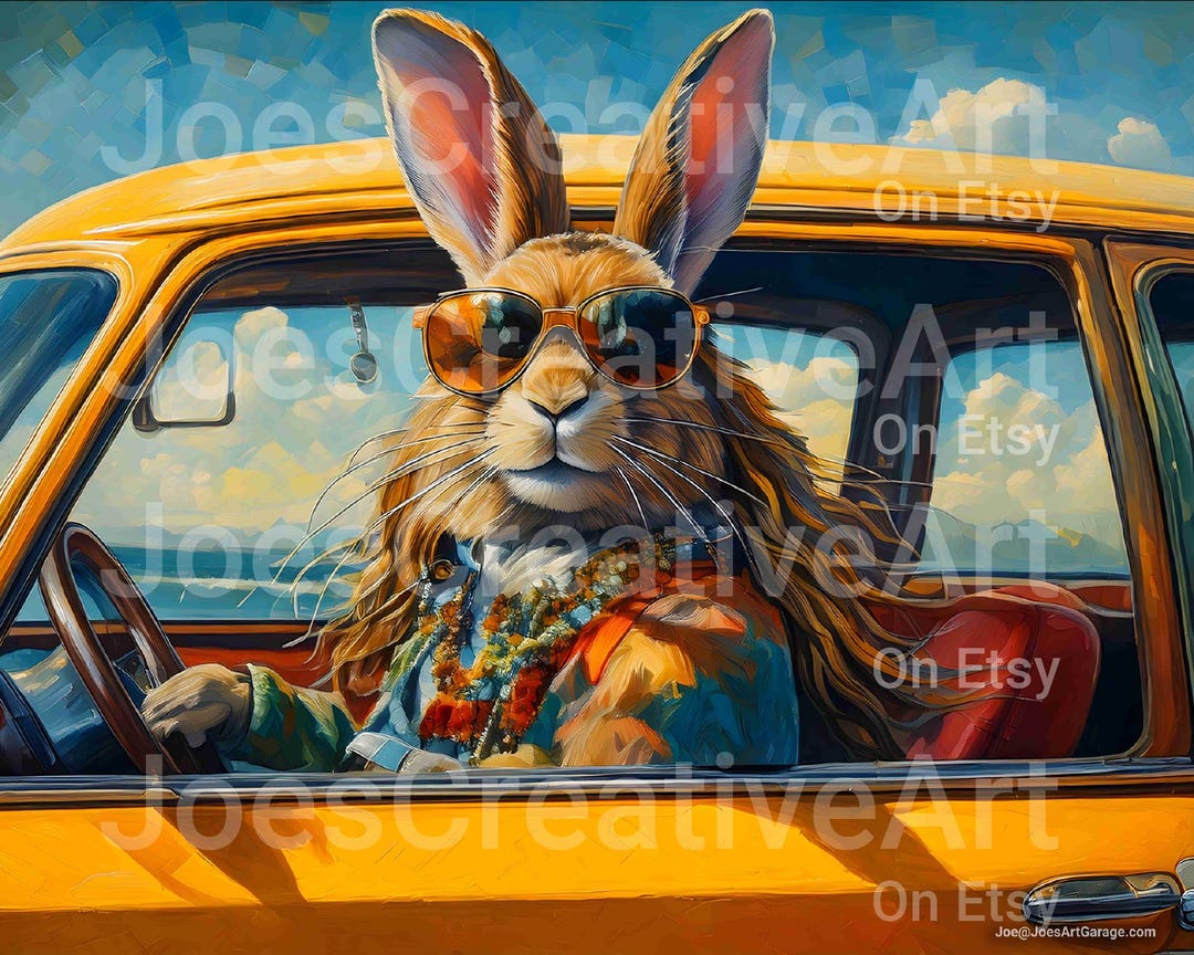 A Series of Bunny Rabbits Driving Classic Cars 1960's Edition - Etsy