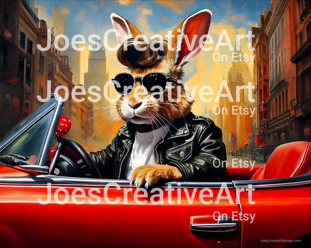 A Series of Bunny Rabbits Driving Classic Cars 1950's Edition - Etsy