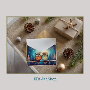 Cute Owls Card, Printable Christmas Cards, Digital Download, Christmas ...