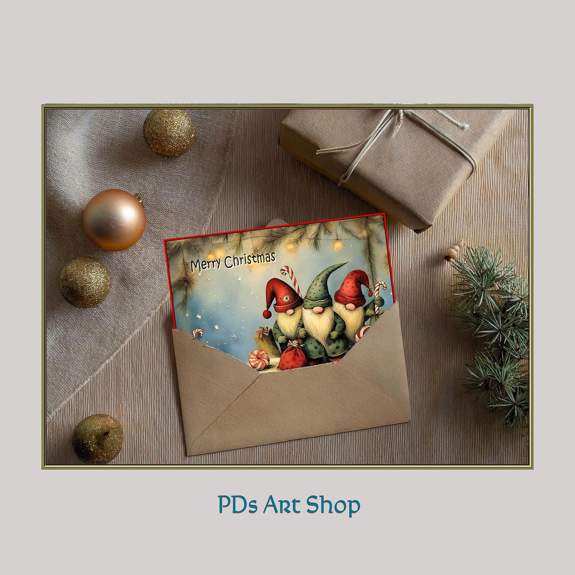 Elves Christmas Card, Printable Christmas Cards, Digital Download ...