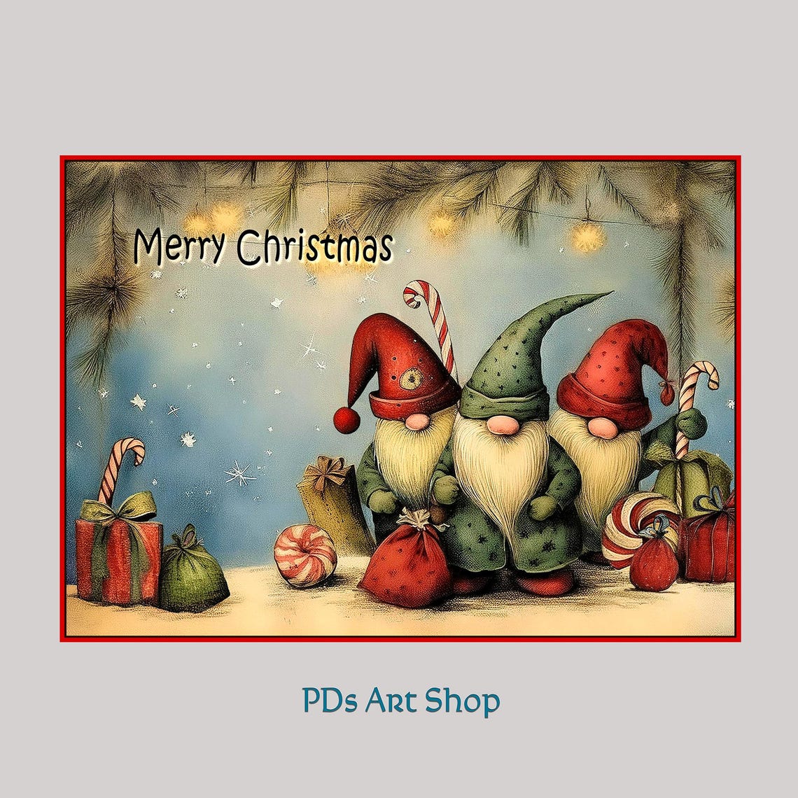 Elves Christmas Card, Printable Christmas Cards, Digital Download ...