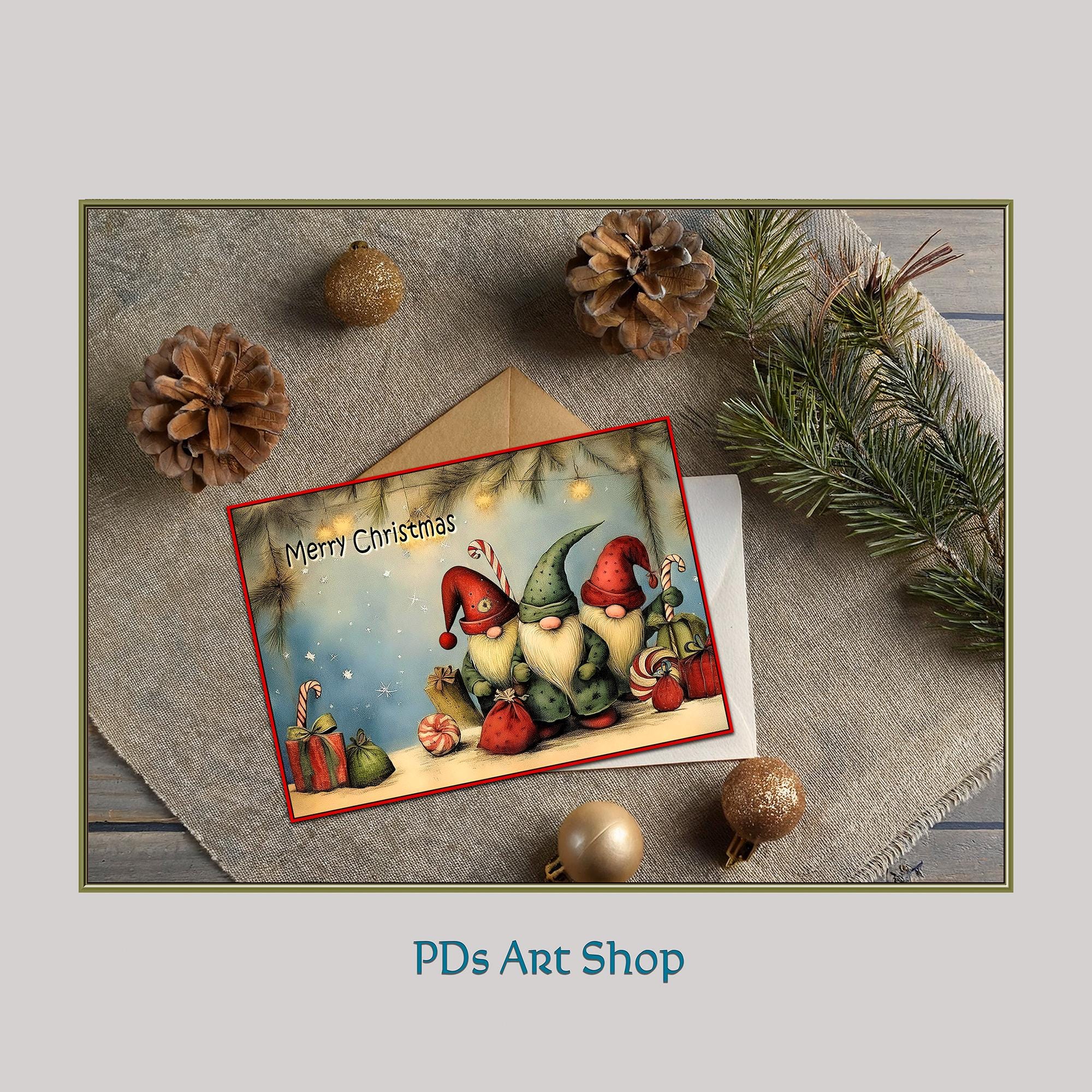 Elves Christmas Card, Printable Christmas Cards, Digital Download ...