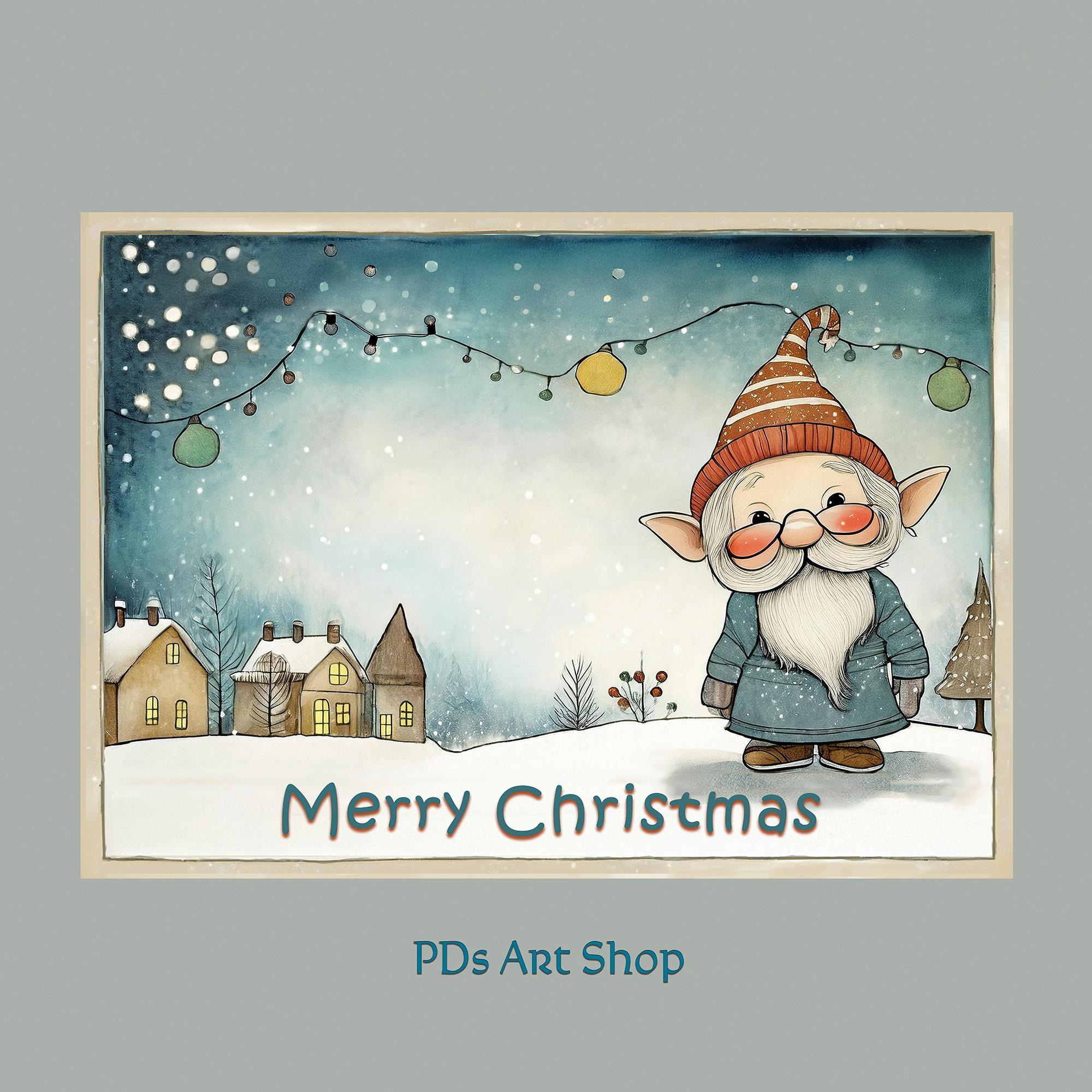 Elf in Town Card, Printable Christmas Cards, Digital Download, Greeting ...
