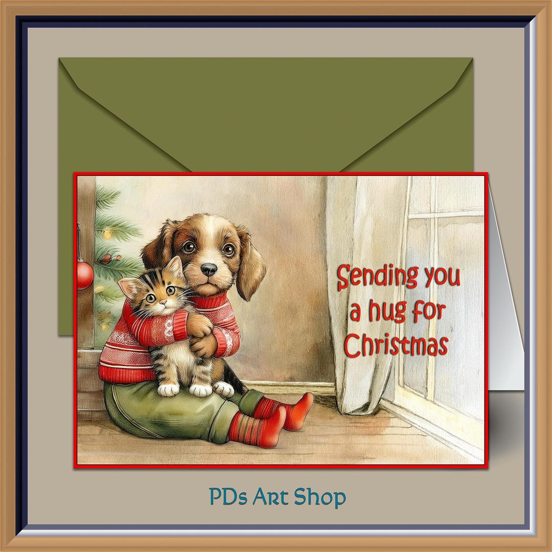 Cute Animal Card, Printable Christmas Cards, Digital Download ...