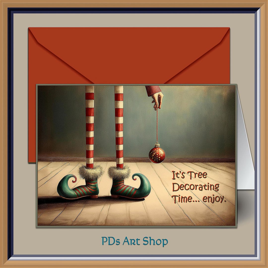 Skinny Elf Legs Card. Printable Christmas Cards, Digital Download ...