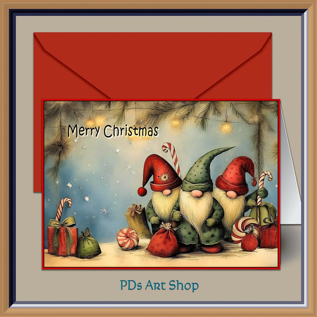 Elves Christmas Card, Printable Christmas Cards, Digital Download ...