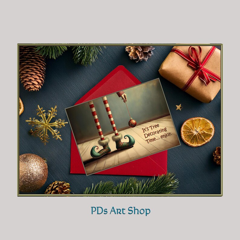 Skinny Elf Legs Card. Printable Christmas Cards, Digital Download ...